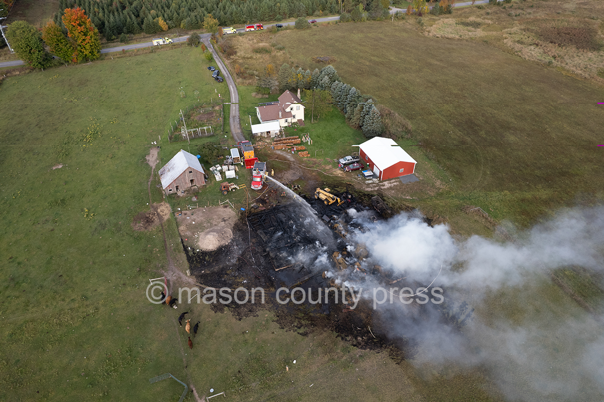 VIDEO: Fire destroys Branch Township barn | MasonCountyPress.com