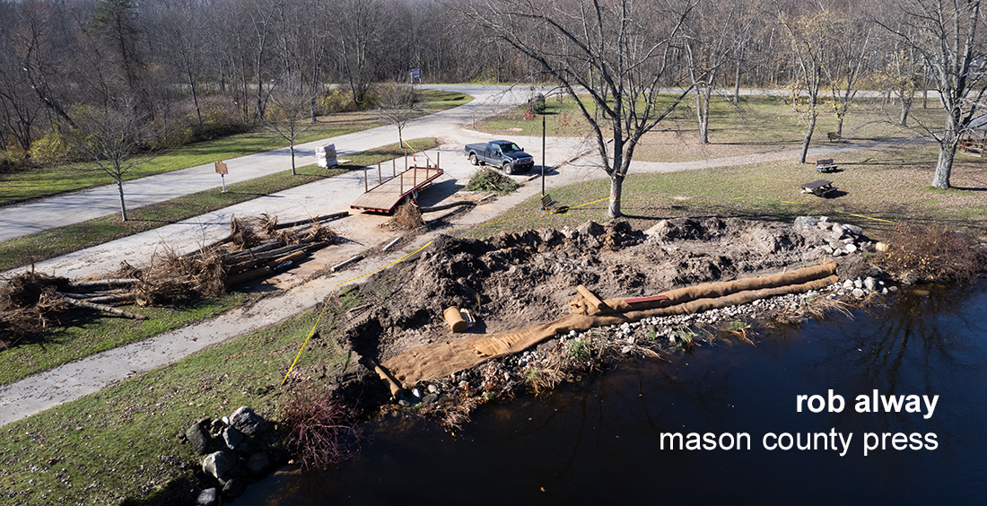 Stream bank stabilization underway at Scottville Riverside Park ...